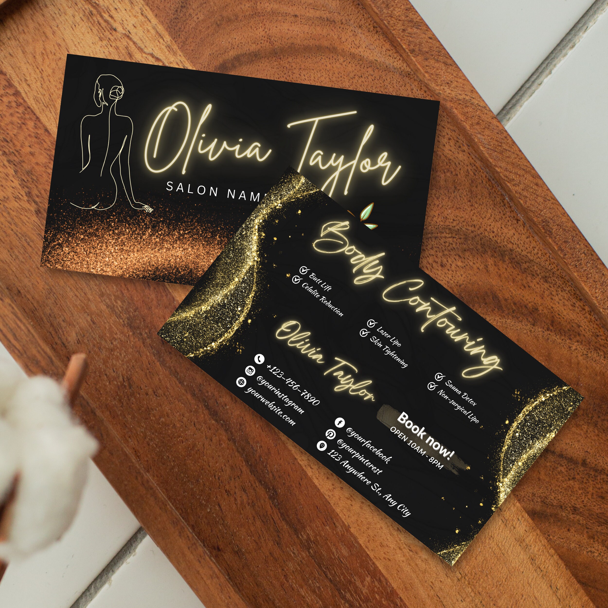 Body Contouring Business Card, DIY Body Sculpting Service Business Card ...