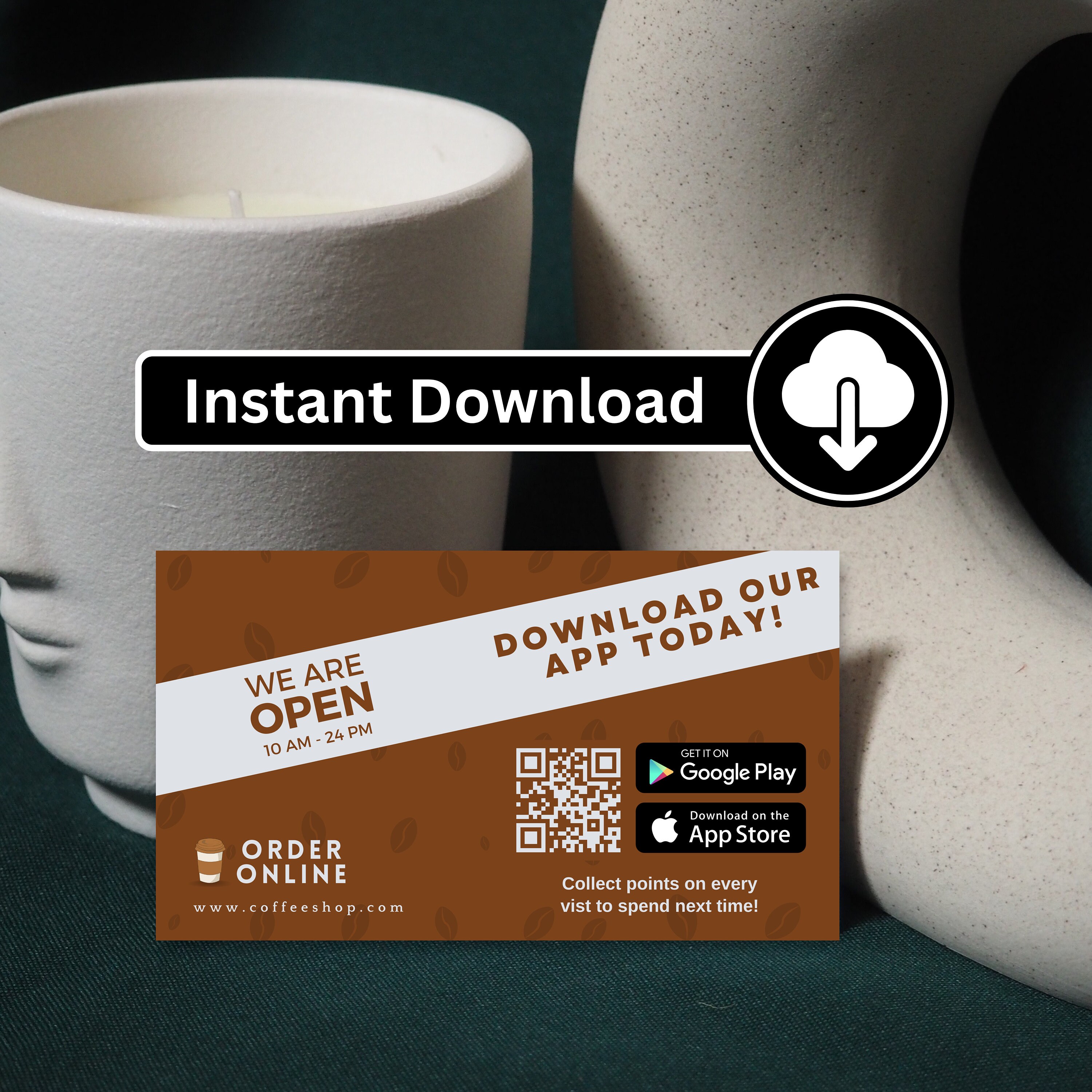 Elegant Coffee Shop Business Card Template | Editable Canva Design ...