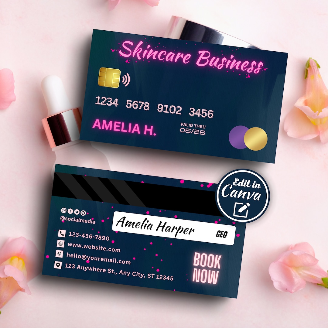 Beauty Digital Business Credit Card Template, DIY Modern Printable Card ...