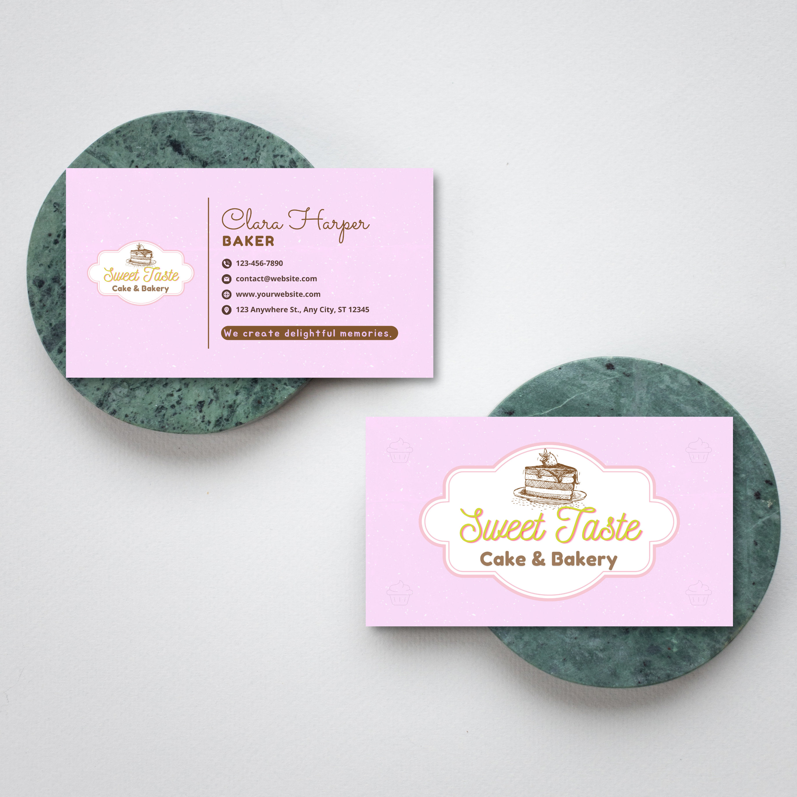 Bakery Business Card Template, Minimalist Cake Printable Card, DIY ...