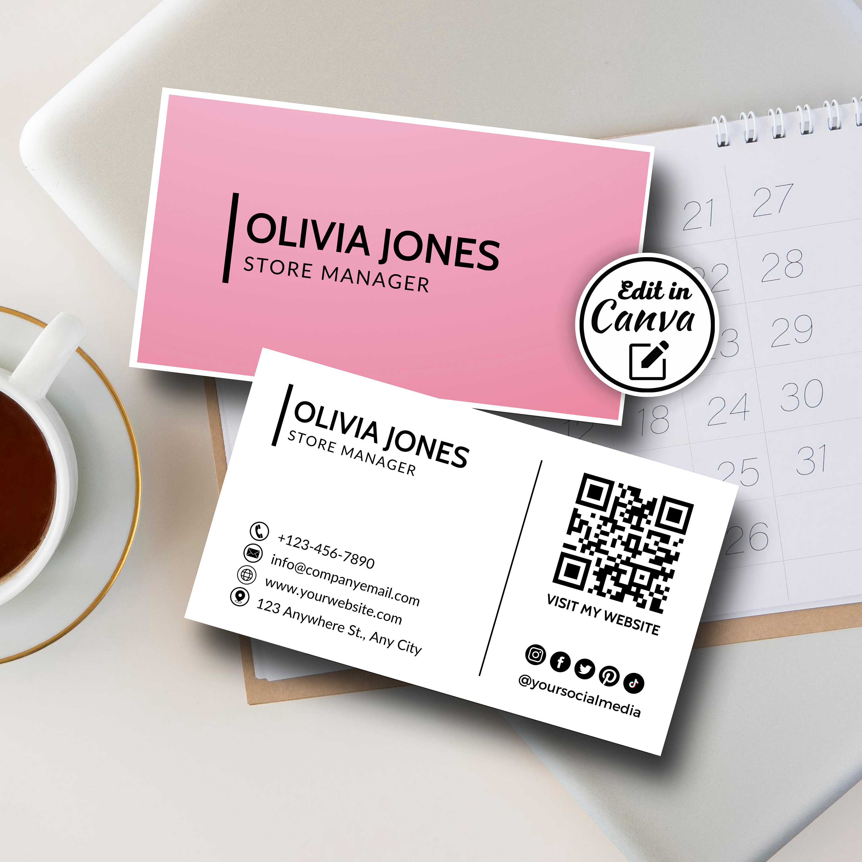 Chic QR Code Business Card Template: Modern Minimalist Design (canva ...