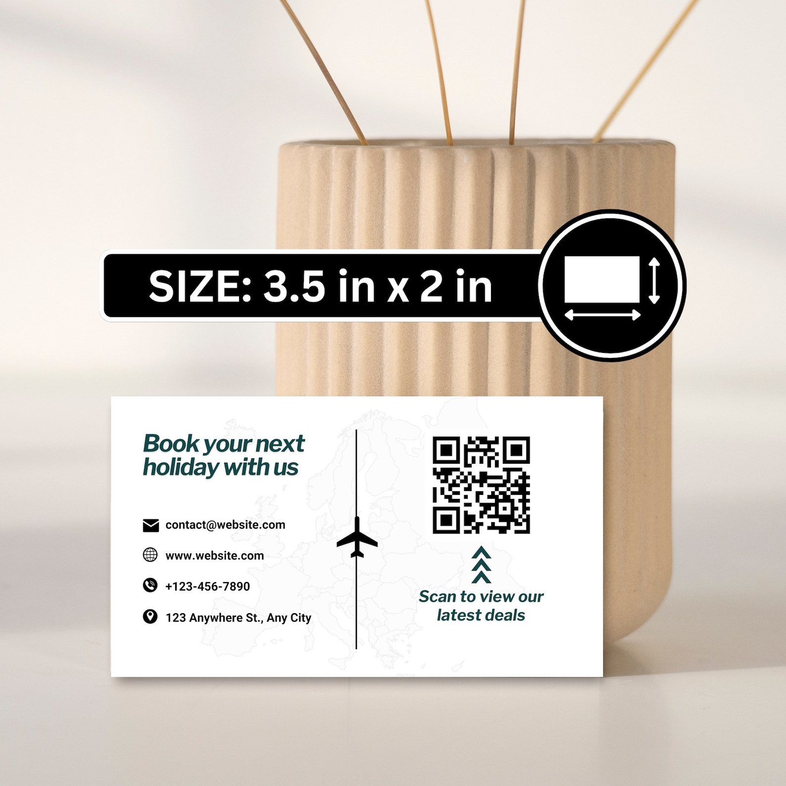 Travel Agent Business Card Template: Modern QR Code, Editable Canva ...