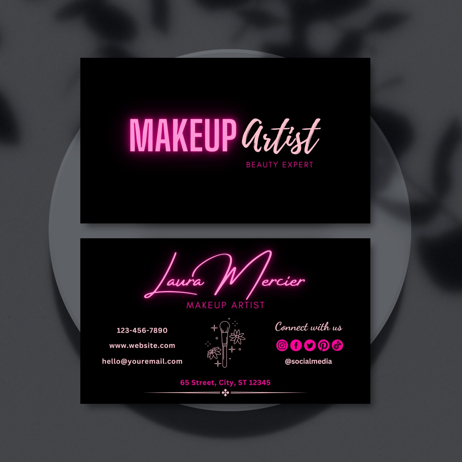 Makeup Artist Business Card Template, Beauty Salon Printable Card, Nail ...