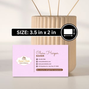 Bakery Business Card Template, Minimalist Cake Printable Card, DIY ...