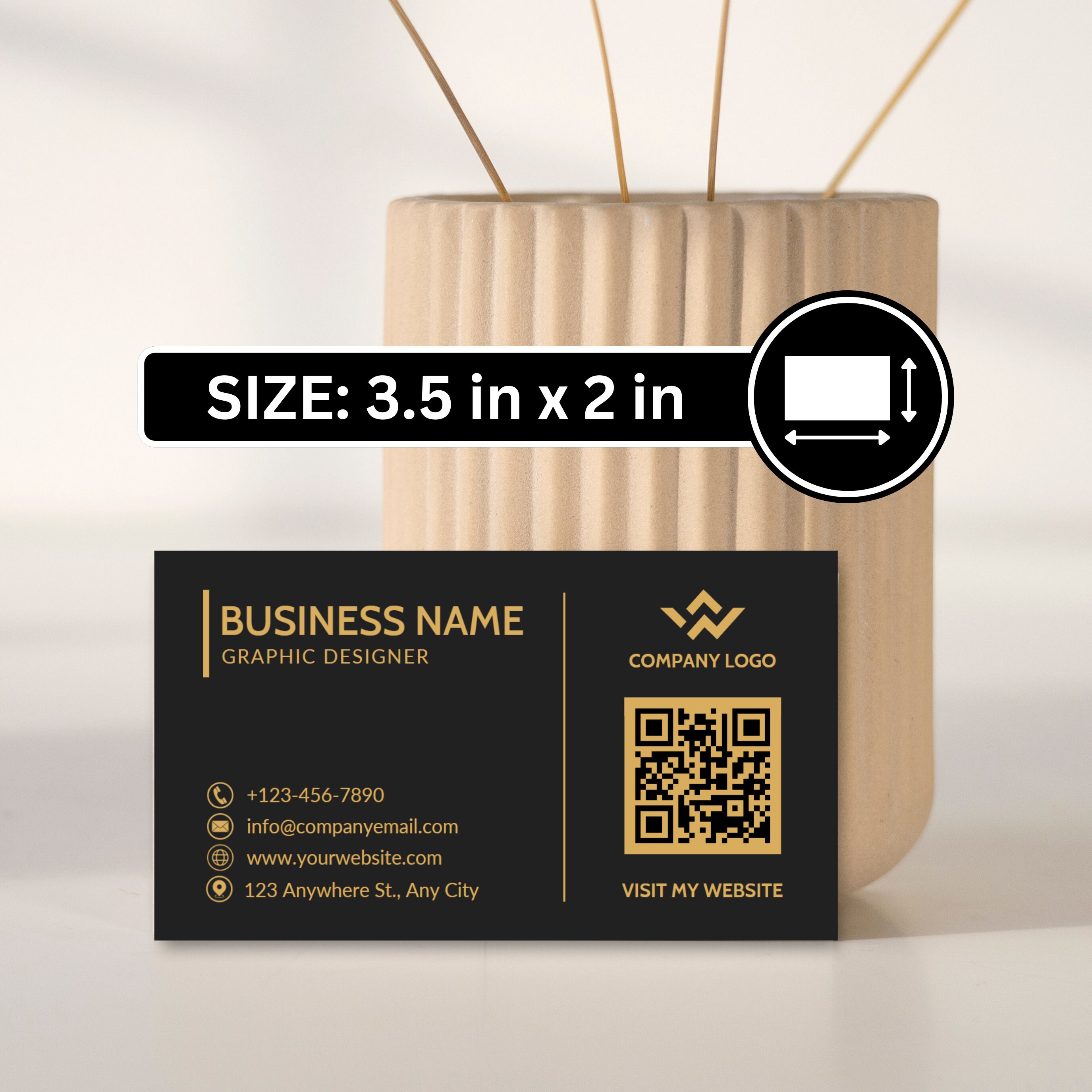 Minimalist QR Code Business Card Template, Editable Modern Business ...
