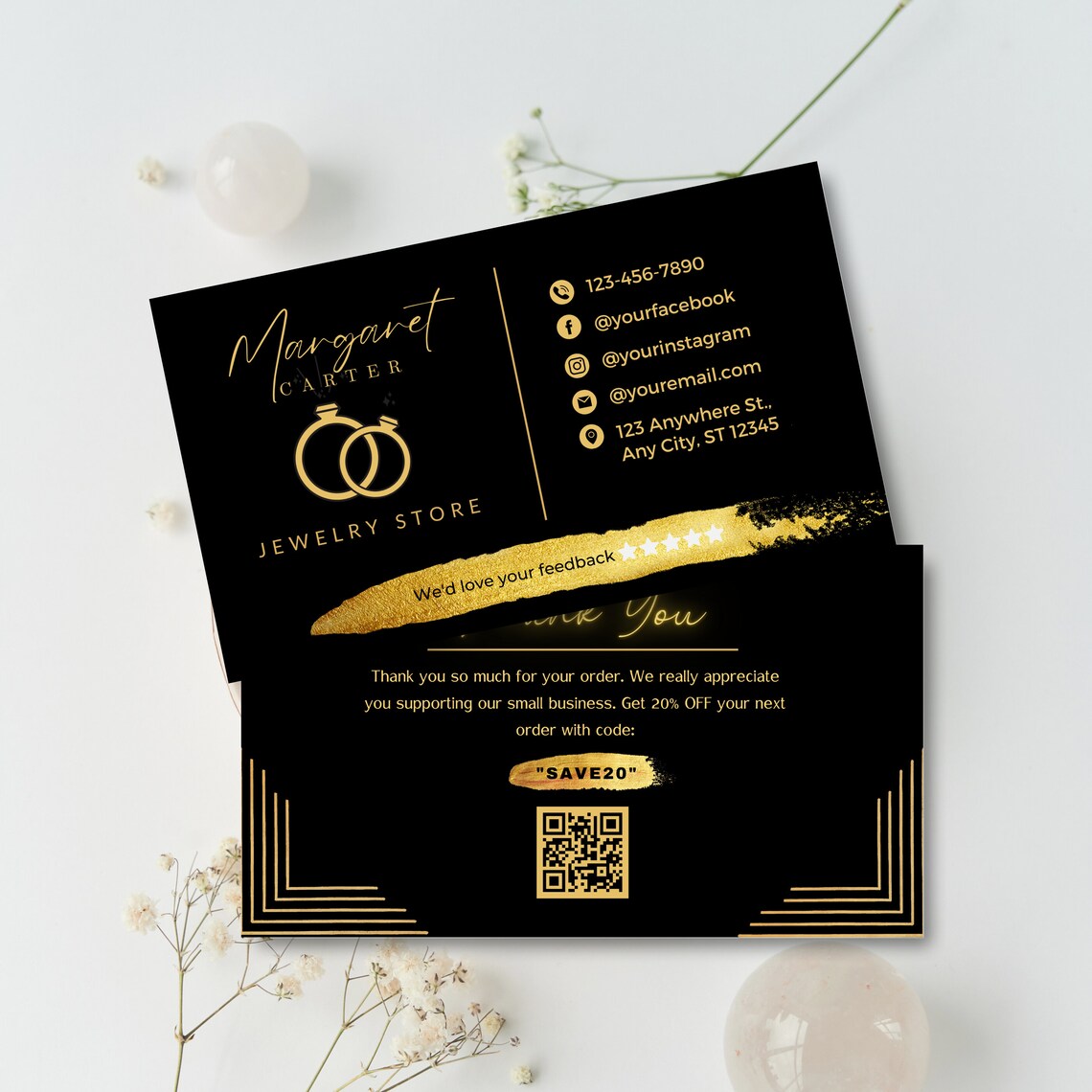 Modern Jewelry/jewellery Business Card Canva Template for Small ...