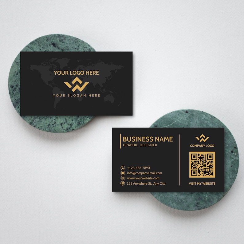 Minimalist QR Code Business Card Template, Editable Modern Business ...