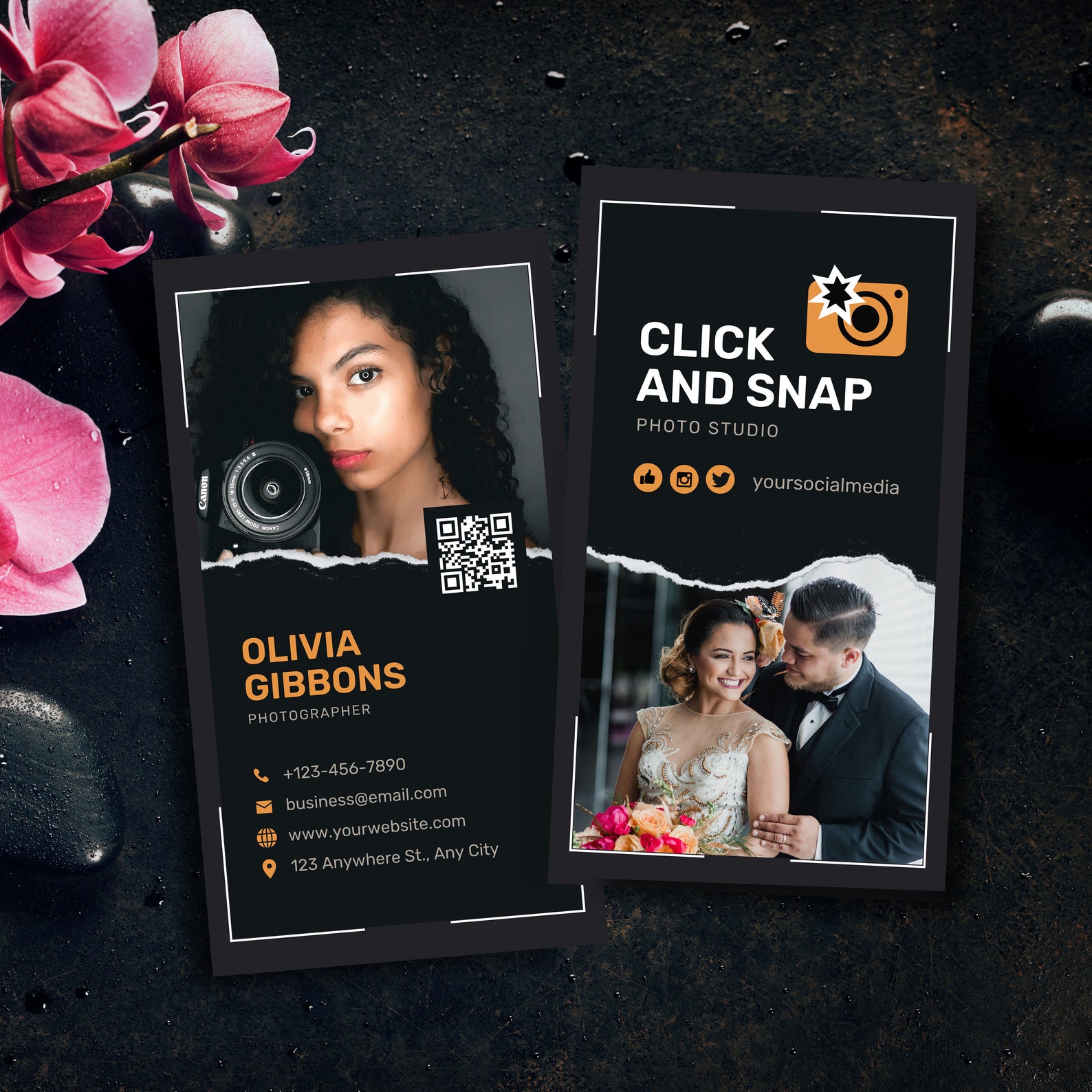 Professional Photography Business Card Template for Canva ...