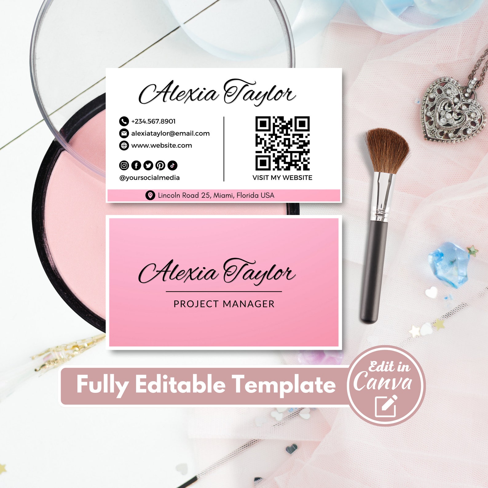 Elegant Digital Business Card QR Code Canva Template - Etsy