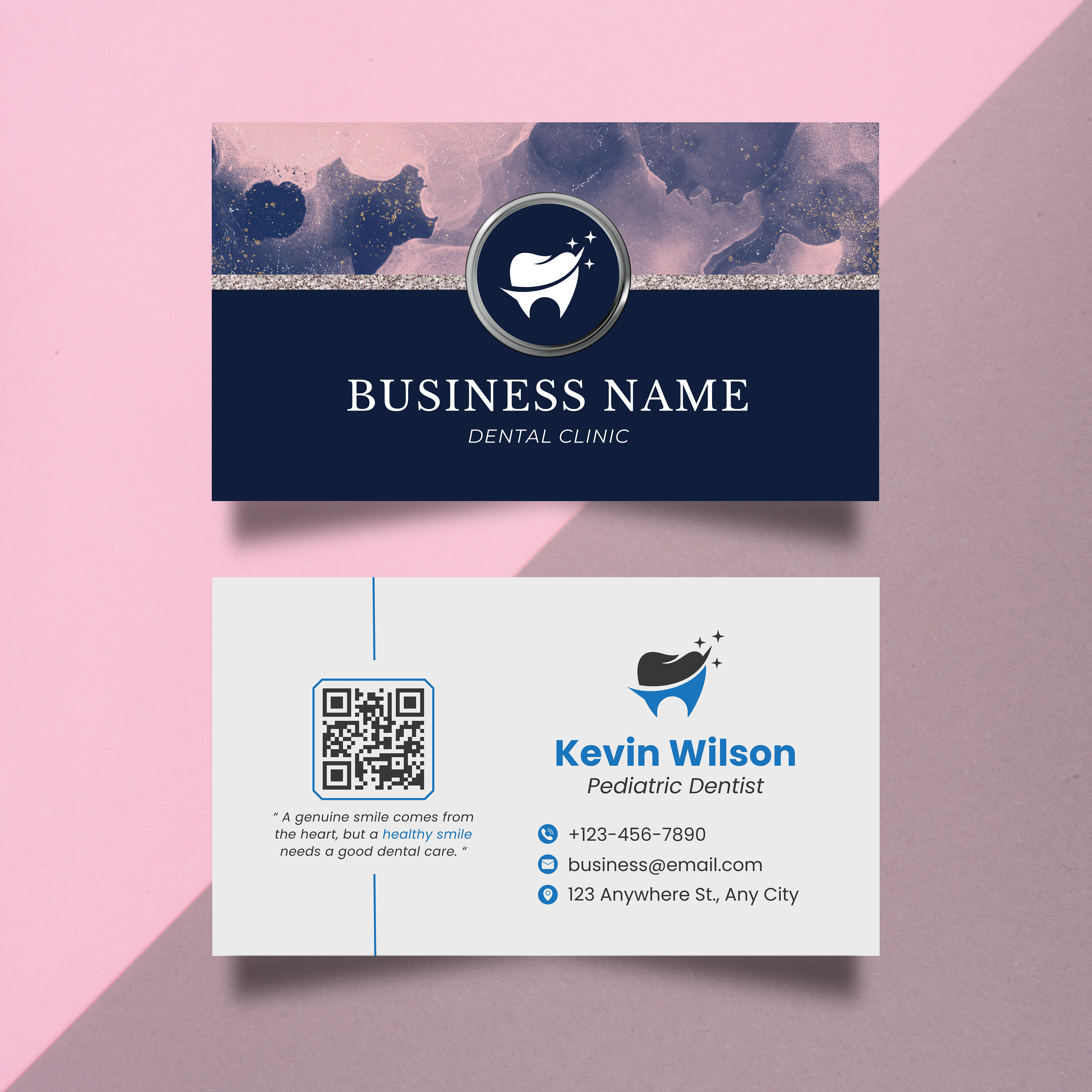 Modern Dental Business Card Template: Editable Canva Design (3.5” X 2 ...