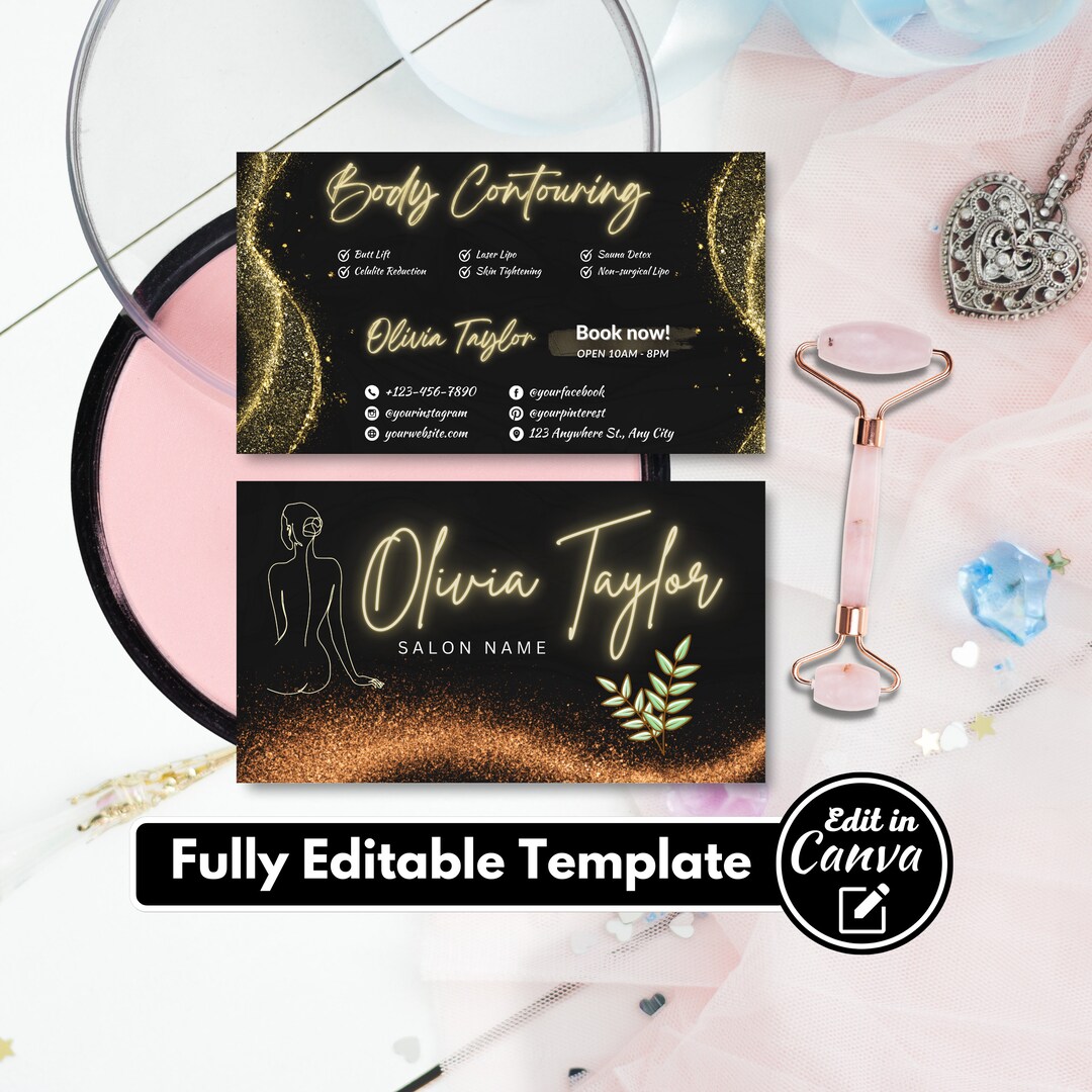 Body Contouring Business Card, DIY Body Sculpting Service Business Card ...