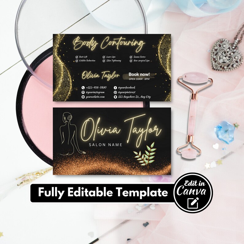 Body Contouring Business Card, DIY Body Sculpting Service Business Card ...