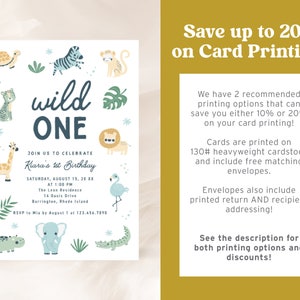 KIARA | Wild ONE 1st Birthday Party Invitation Blue Jungle Zoo Safari ...