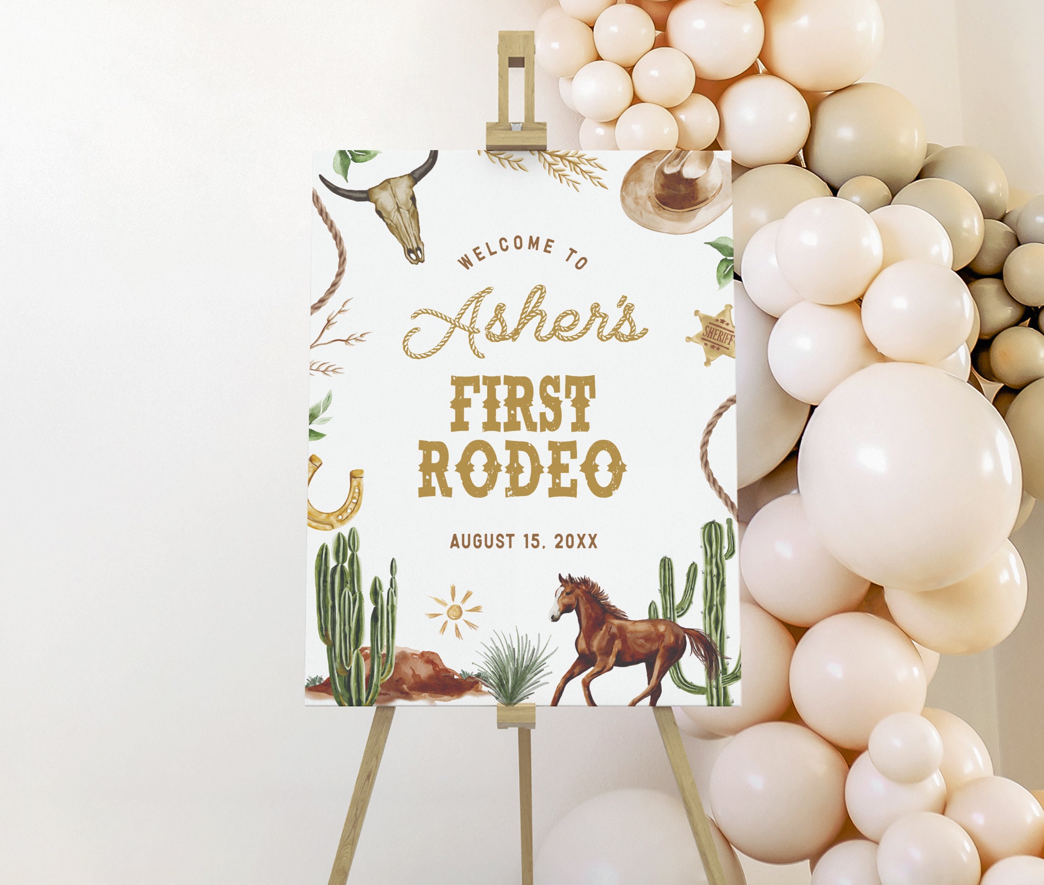 ASHER | Western Rodeo Desert Welcome Sign Cactus Wild West Cowboy Horse ...
