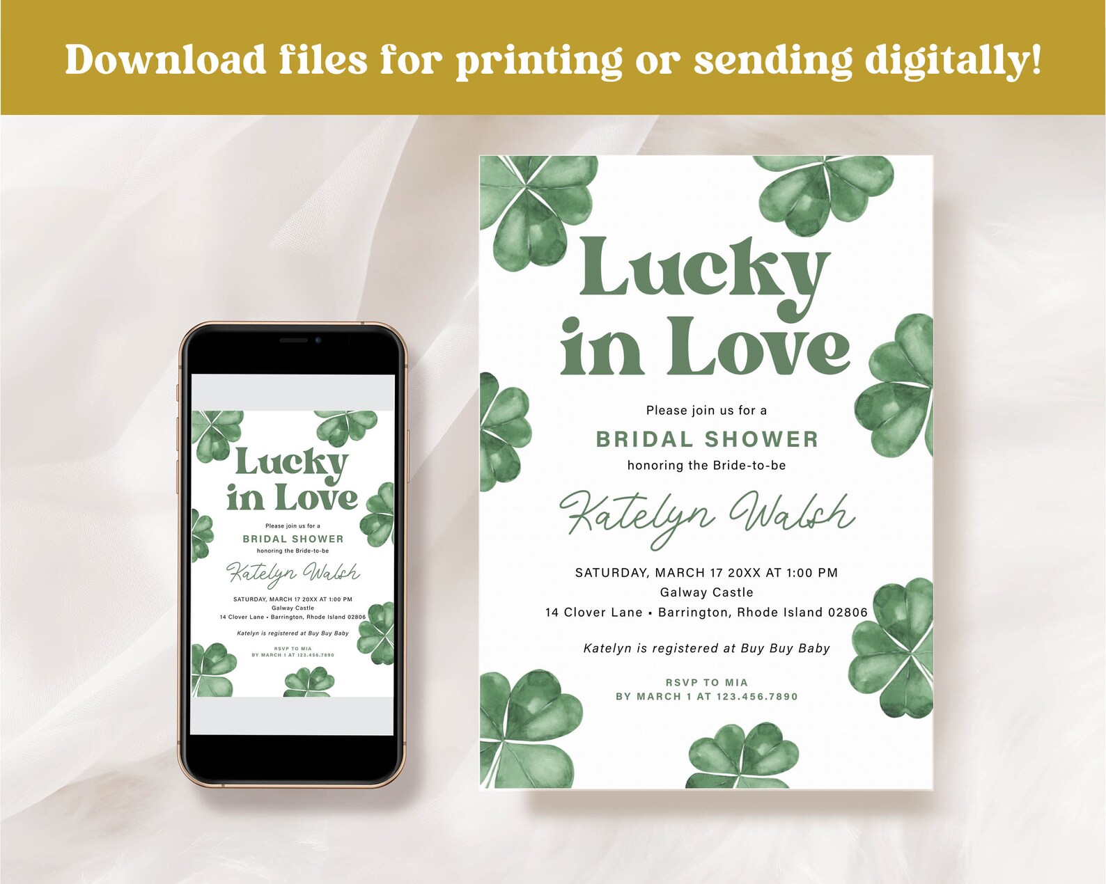 RORY | Lucky in Love St. Patrick's Day March Irish Shamrocks Bridal ...