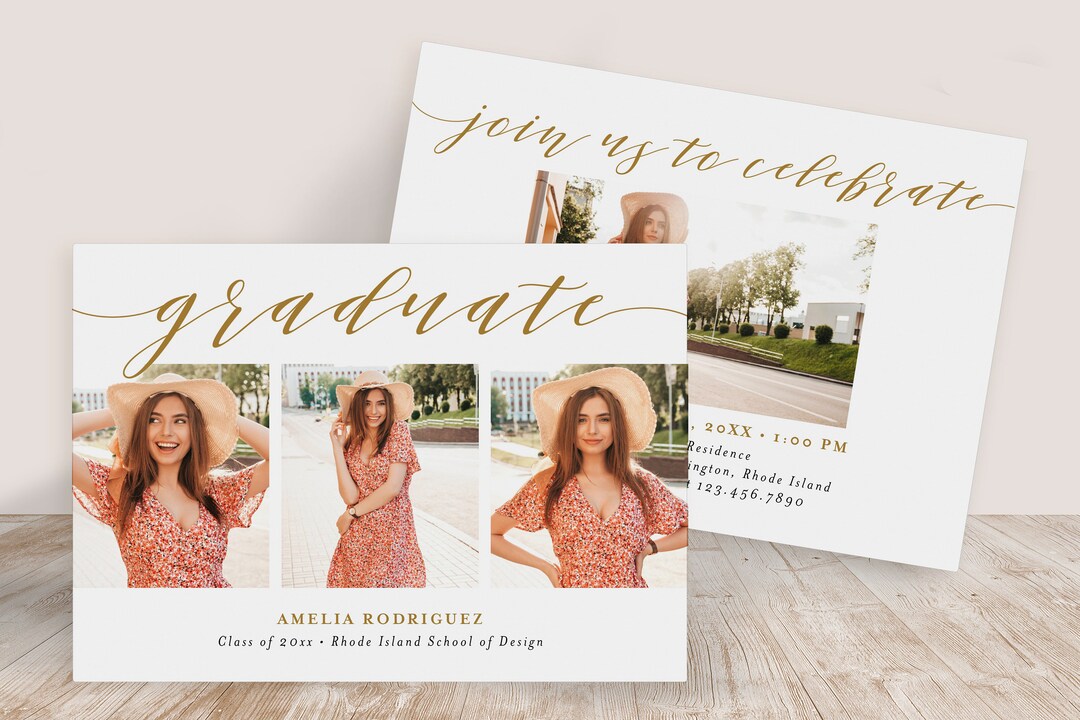 AMELIA Minimalist Graduation Announcement Party Invitation Graduate ...