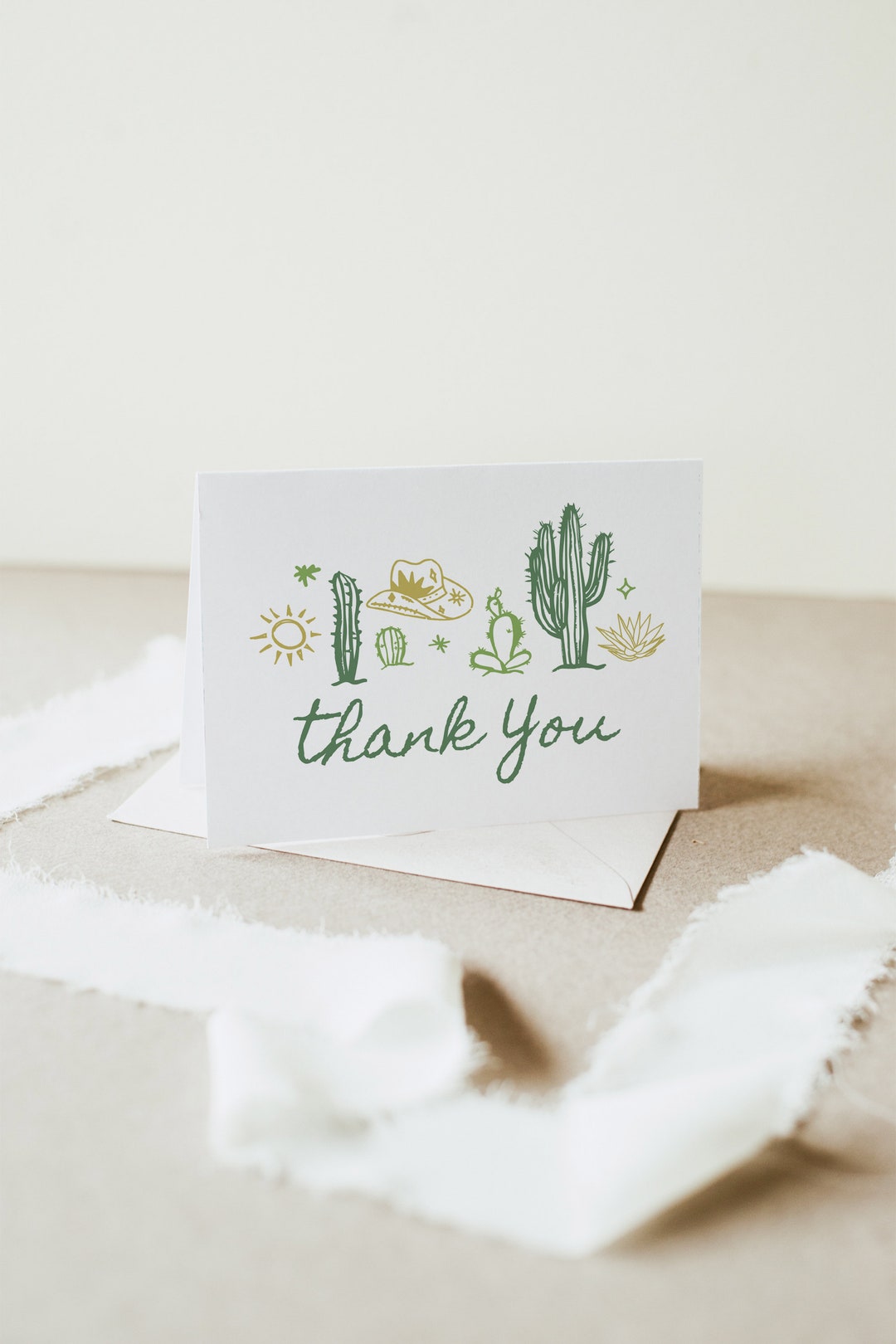 LUCIA | Western Taco Cactus Pink Fiesta Rodeo Scribble Folded Thank You ...