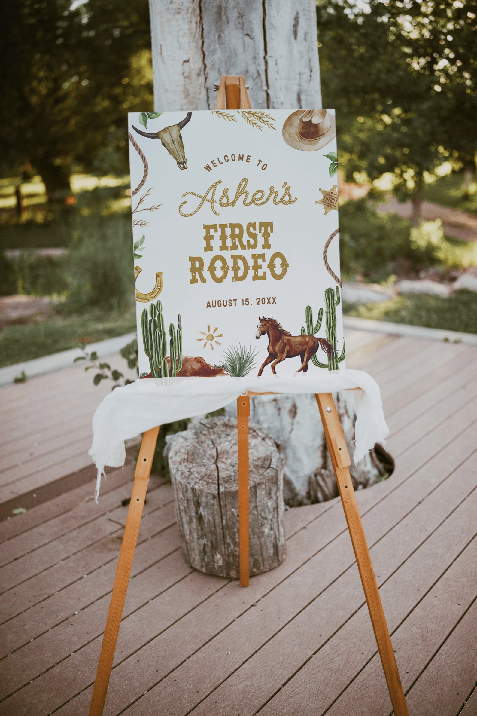 ASHER | Western Rodeo Desert Welcome Sign Cactus Wild West Cowboy Horse ...
