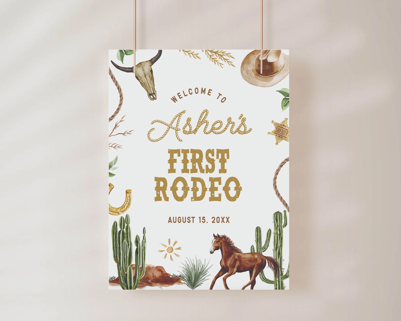 ASHER Western Rodeo Desert Welcome Sign Cactus Wild West Cowboy Horse ...