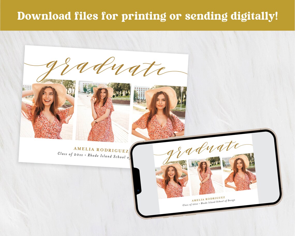 AMELIA Minimalist Graduation Announcement Party Invitation Graduate ...