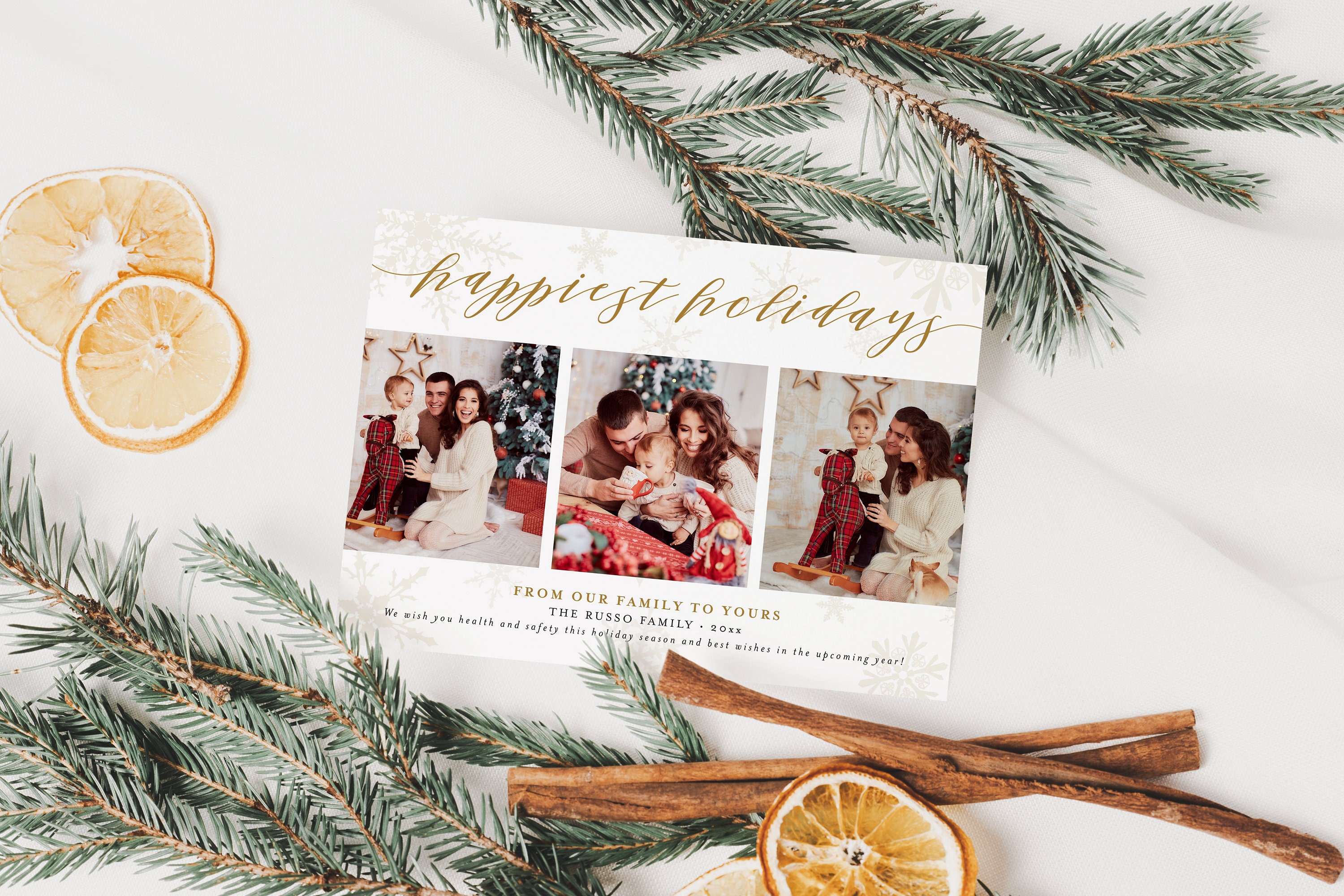 AMELIA Multiple Photo Collage Holiday Card, Minimalist Modern Christmas ...