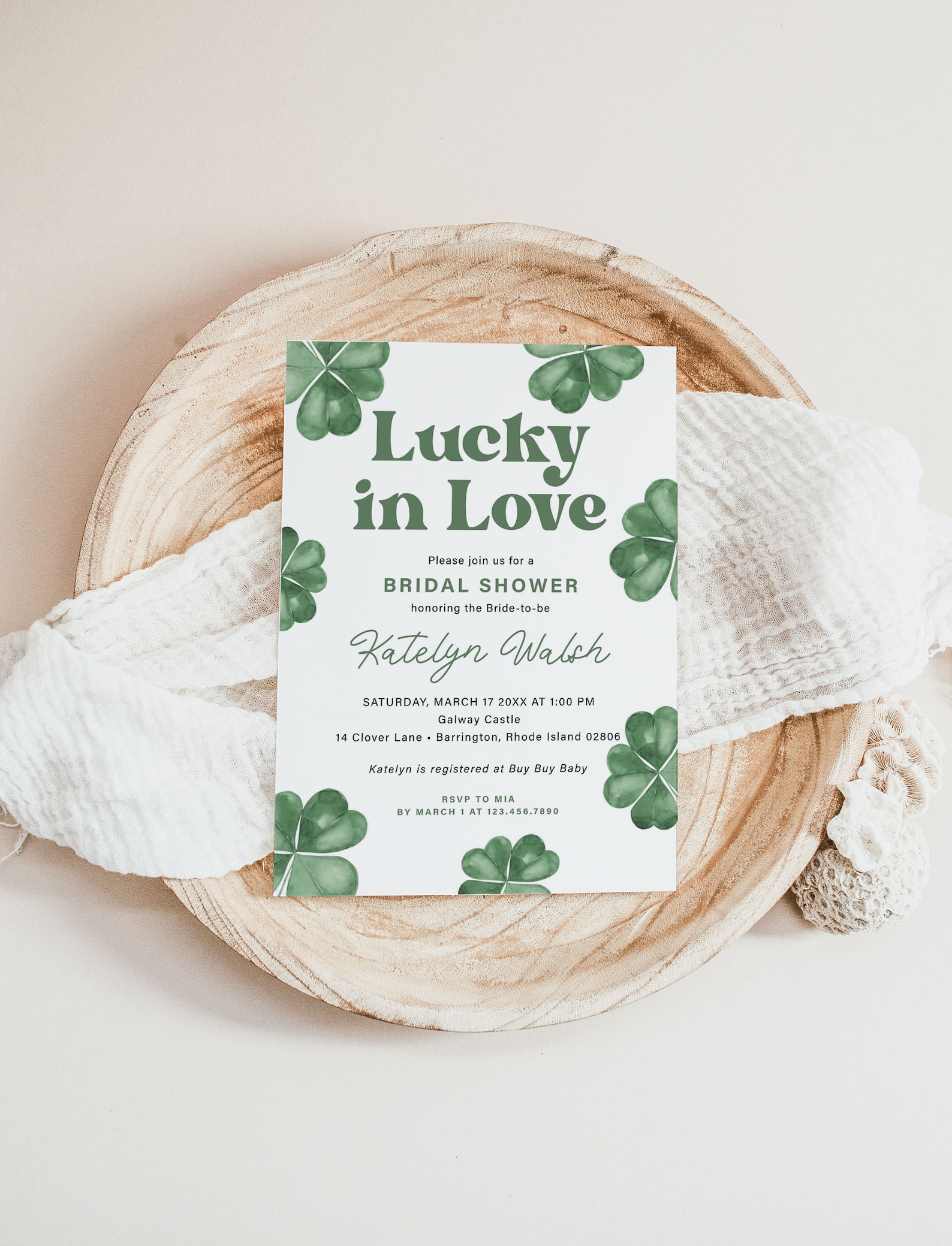 RORY | Lucky in Love St. Patrick's Day March Irish Shamrocks Bridal ...
