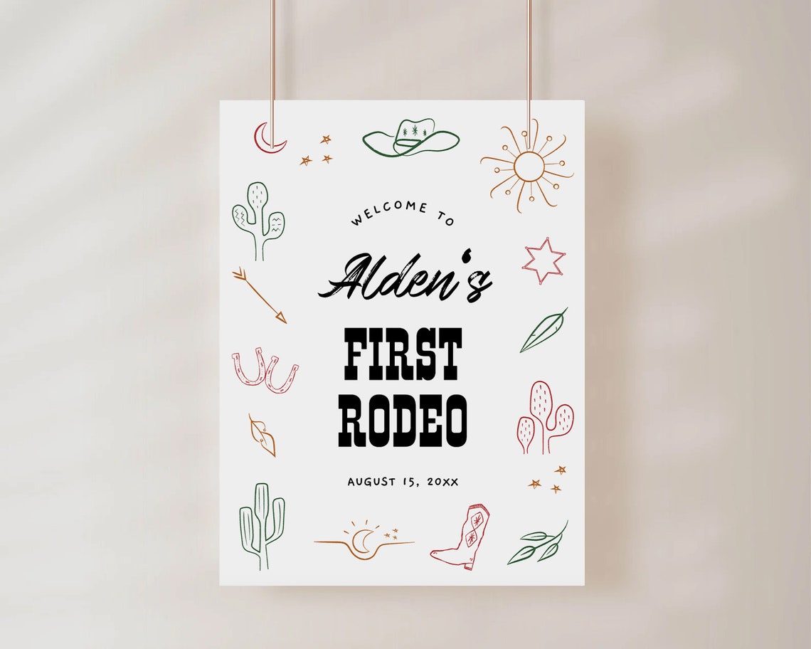 ALDEN | Western Rodeo Neutral Welcome Sign Desert Fiesta Cactus Taco ...
