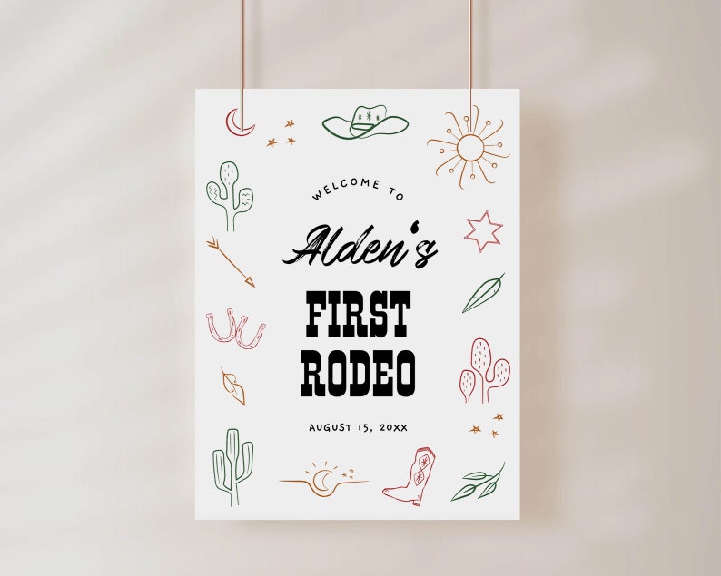 ALDEN | Western Rodeo Neutral Welcome Sign Desert Fiesta Cactus Taco ...