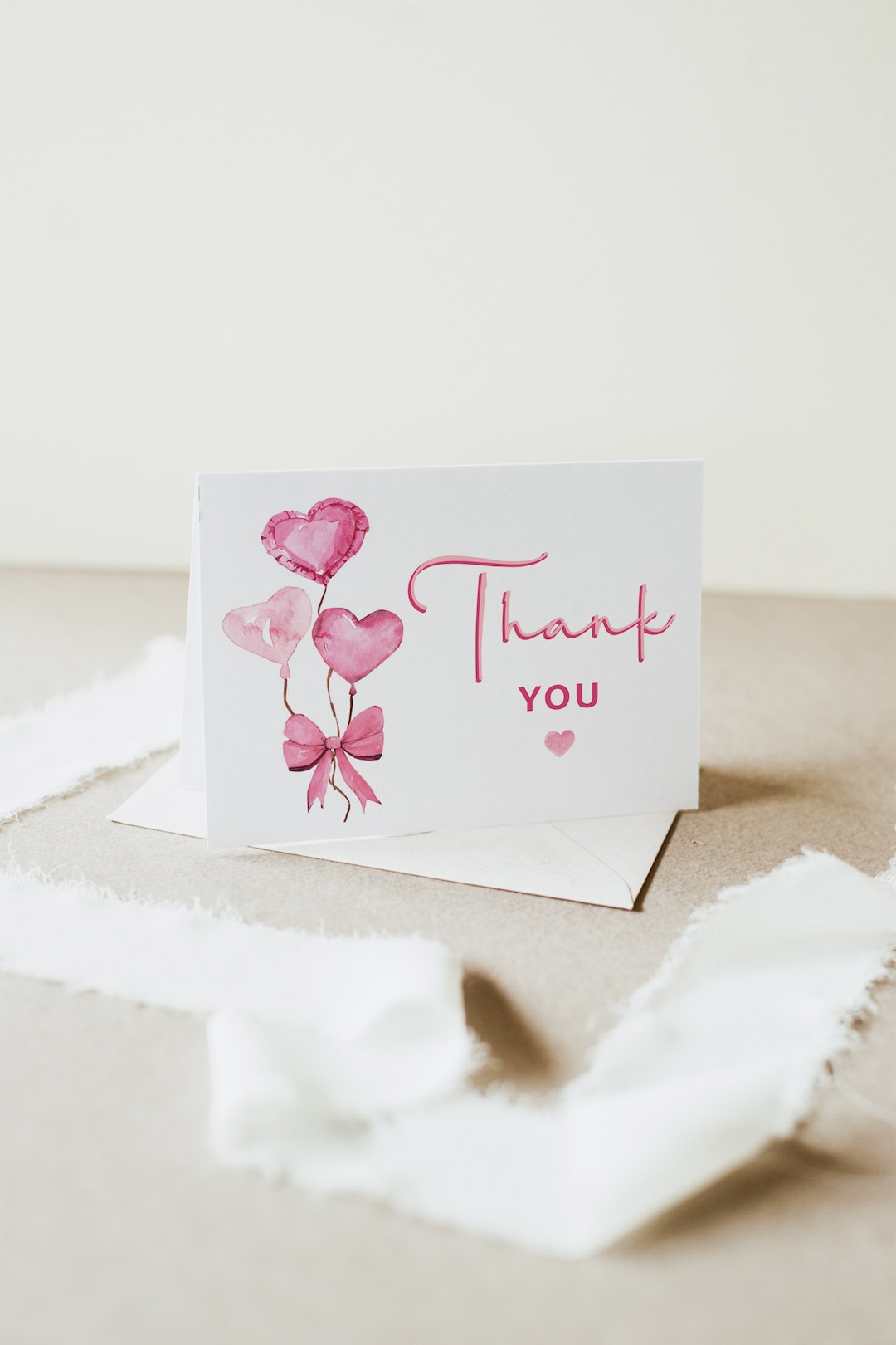 ROSA | Valentine's Day February, Pink Pastel Hearts Girl Folded Thank ...