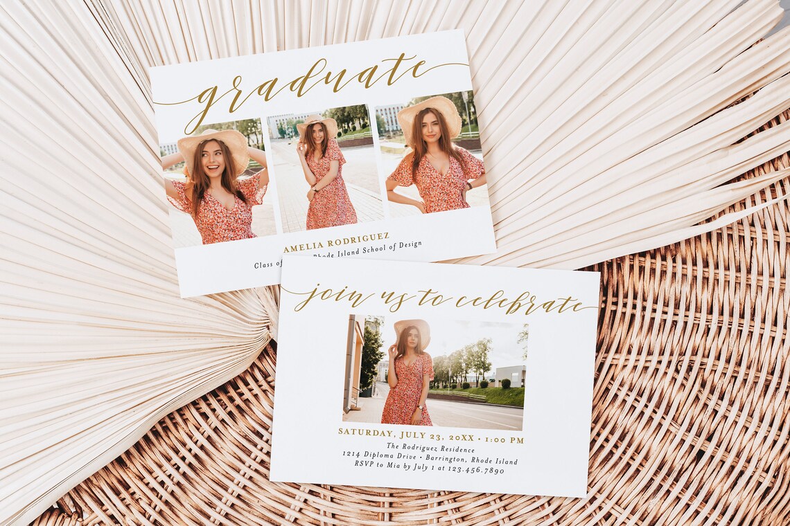 AMELIA Minimalist Graduation Announcement Party Invitation Graduate ...