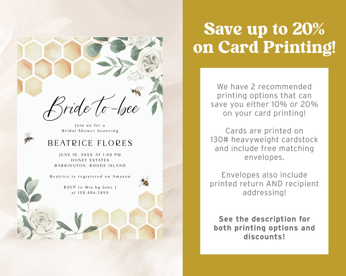 BEATRICE | Bride to Bee Bridal Shower Invitation Honey Honeycomb ...