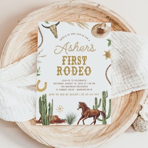 ASHER | Western First Rodeo ONE 1st 2nd Birthday Party Invitation ...