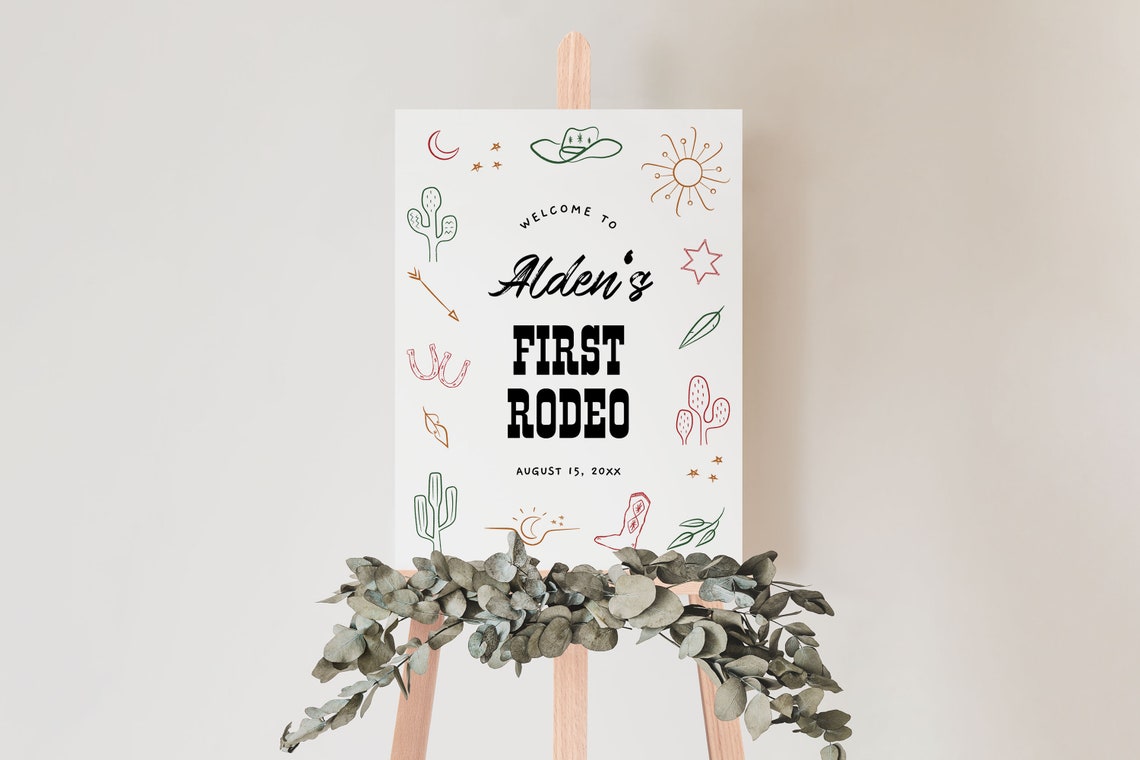 ALDEN | Western Rodeo Neutral Welcome Sign Desert Fiesta Cactus Taco ...