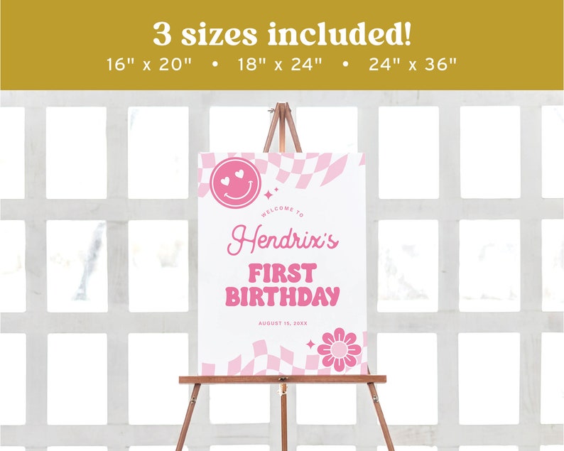 HENDRIX | Happy Babe Retro Smiley Face Welcome Sign, Hippie Rad Groovy ...