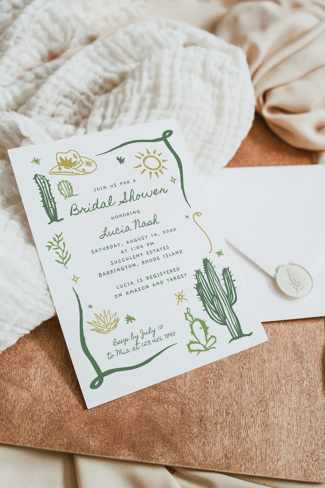 LUCIA | Cactus Western 'bout Love Scribble Bridal Shower Invitation ...
