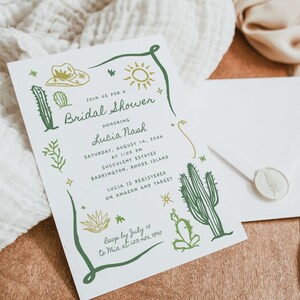 LUCIA | Cactus Western 'bout Love Scribble Bridal Shower Invitation ...