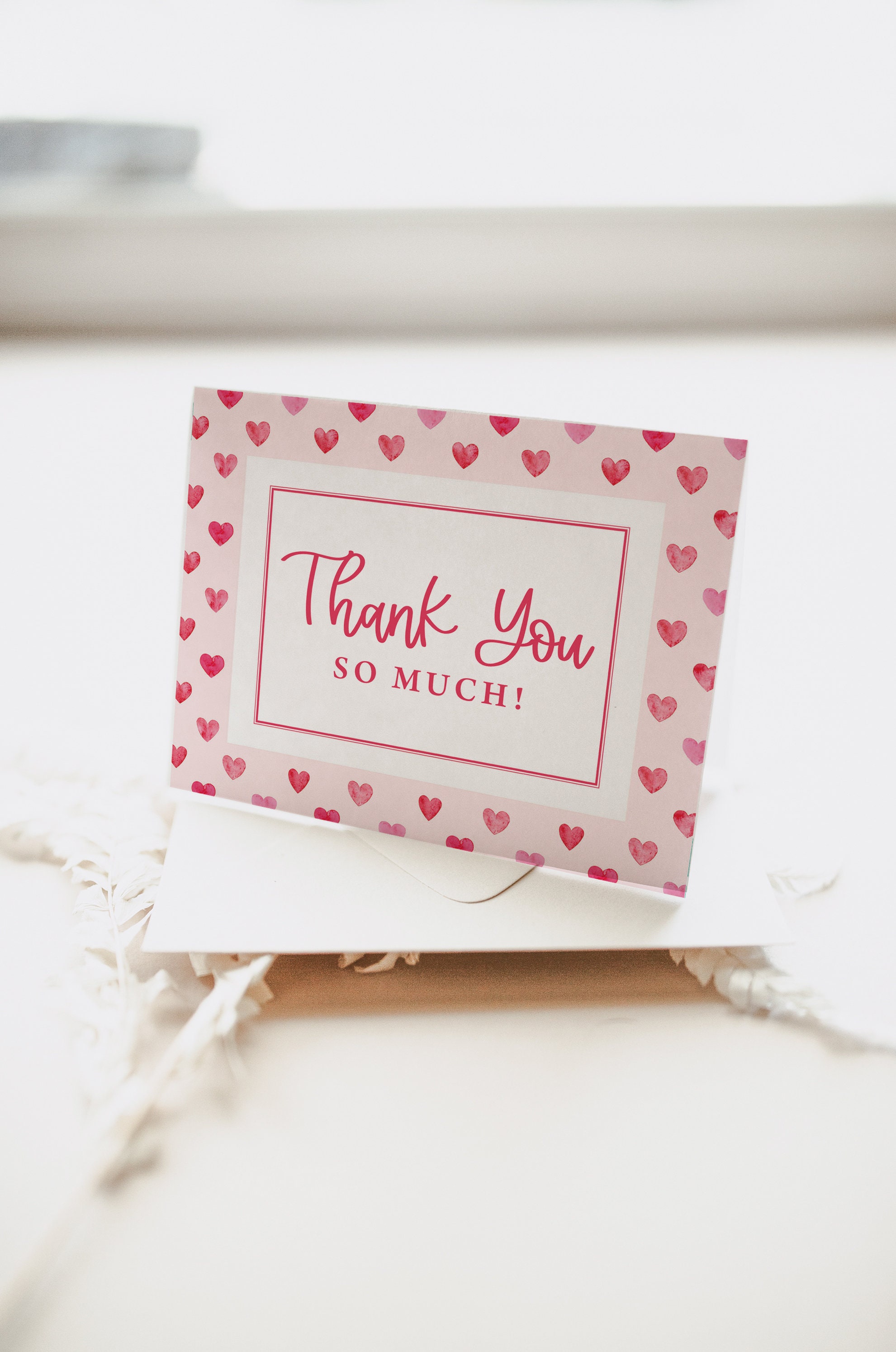 JULIET | Valentine's Day February, Pastel Pink Hearts Girl Folded Thank ...