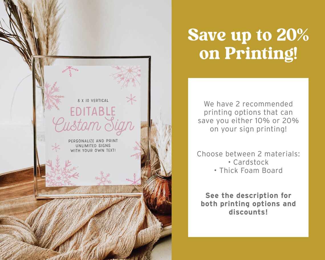 NIVIA Winter Christmas Pink Snowflakes, Girl Birthday Party Sign ...