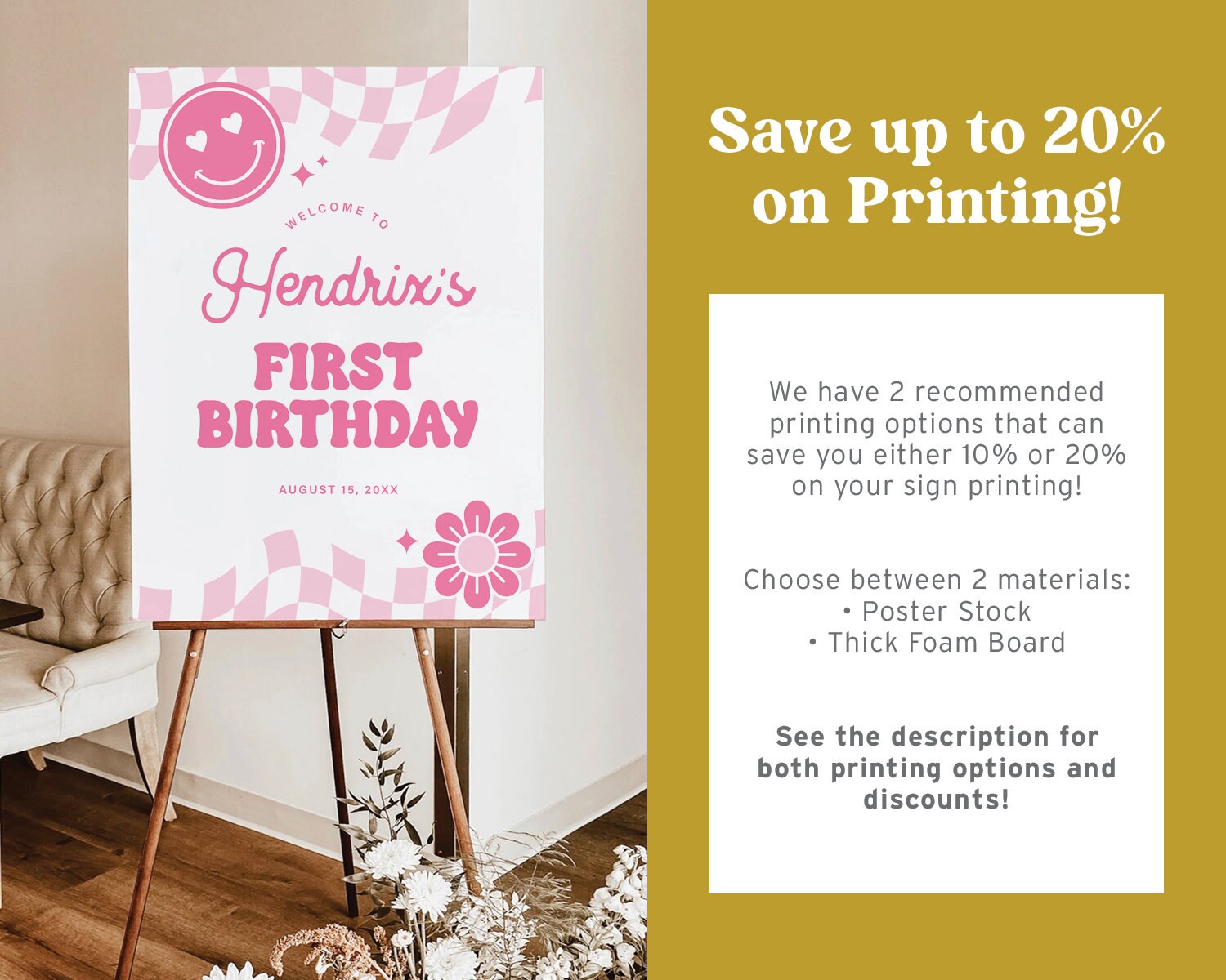 HENDRIX | Happy Babe Retro Smiley Face Welcome Sign, Hippie Rad Groovy ...