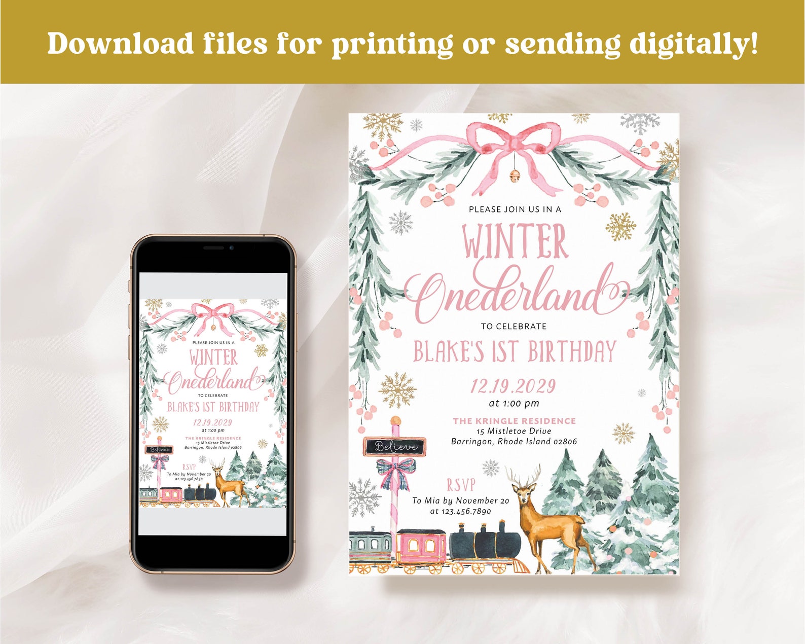 BLAKE Winter Onederland Christmas Oh What Fun Pink Pastel - Etsy