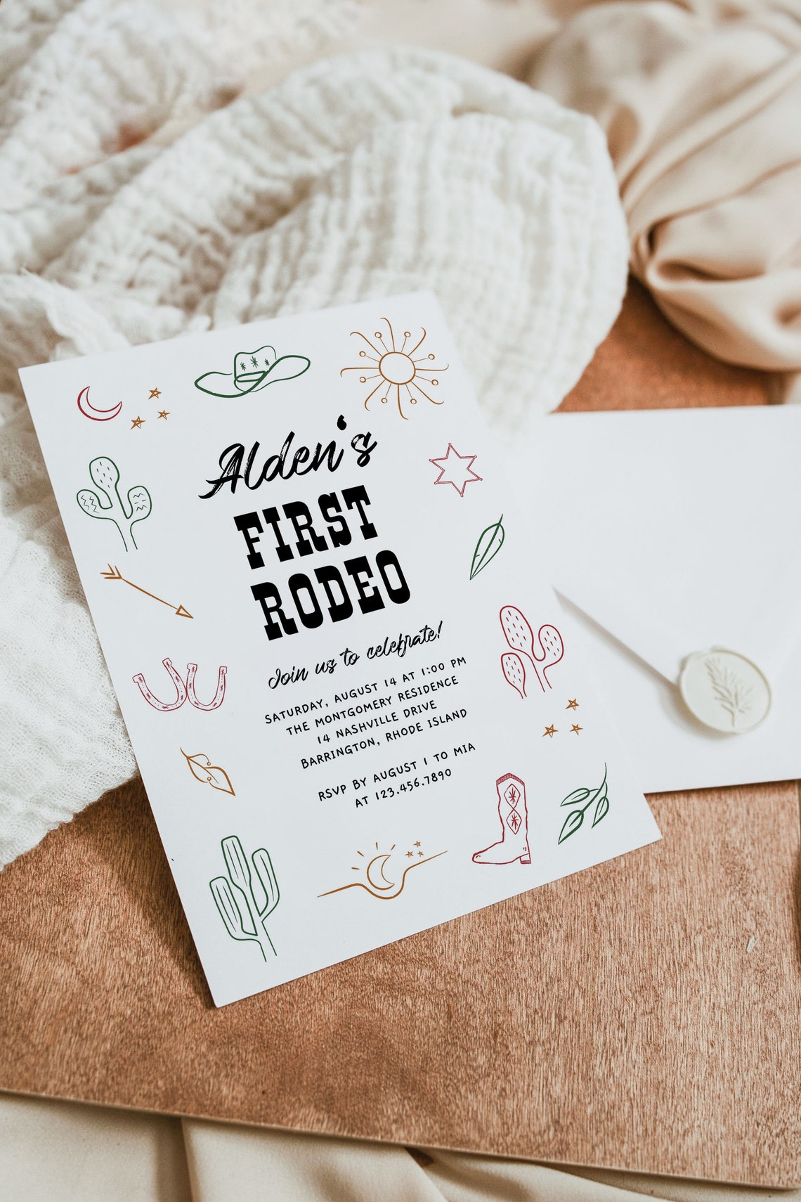 ALDEN Western Rodeo Desert Cactus Neutral ONE 1st 2nd Birthday Party ...