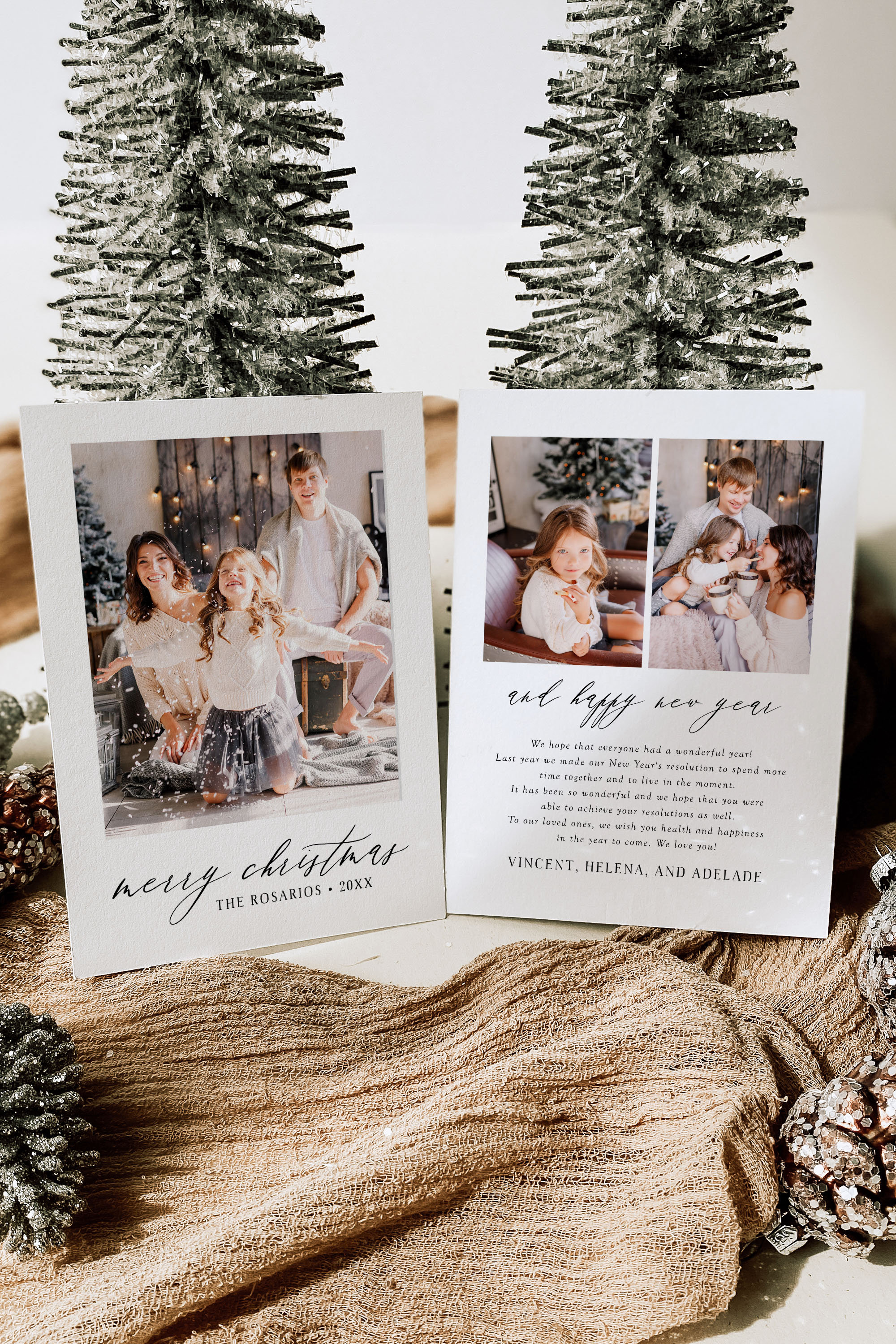 ADELAIDE Multiple Photo Collage Holiday Card Minimalist Modern Family ...