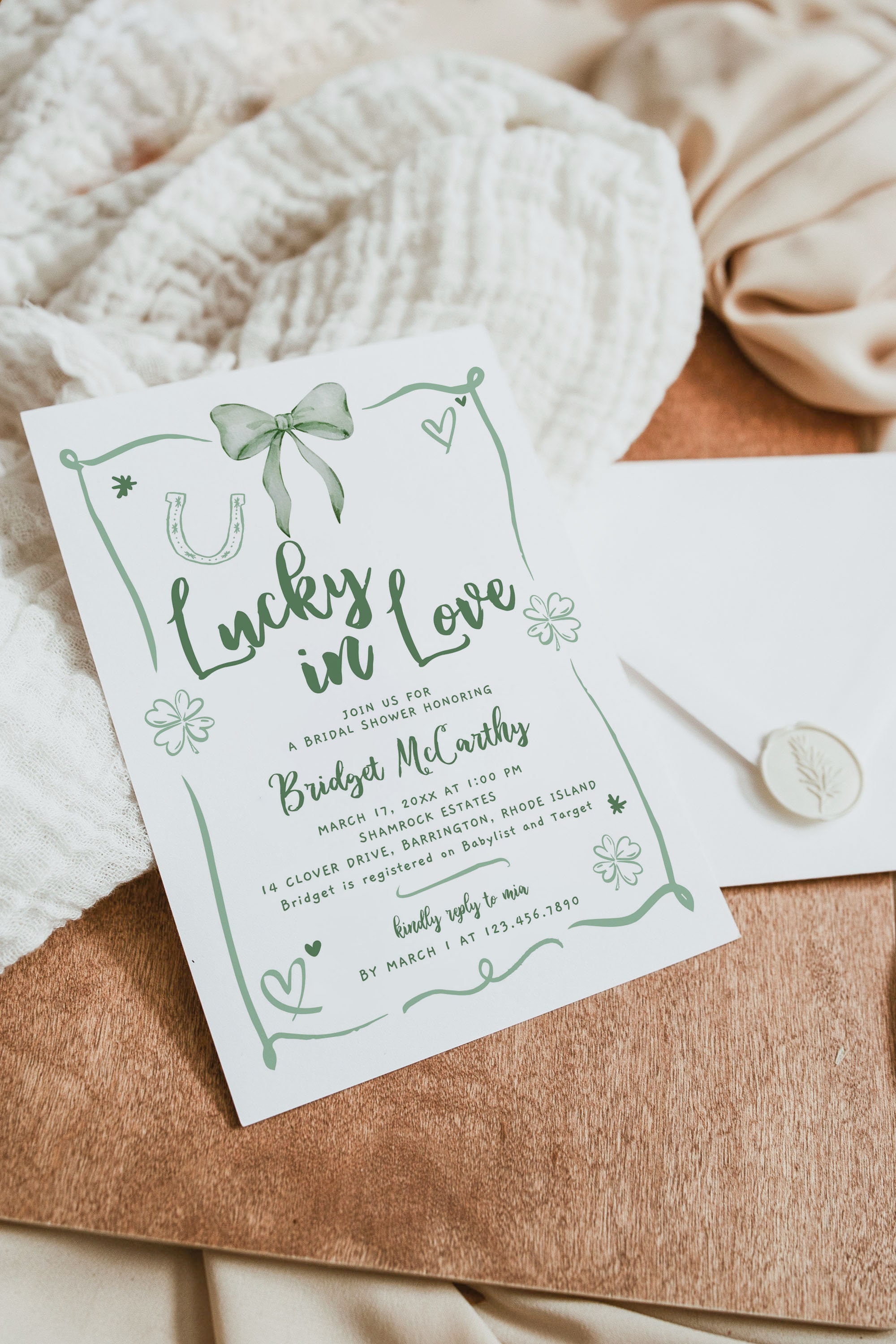 BRIDGET | Lucky in Love St. Patrick's Day Doodle Scribble Drawn Bridal ...