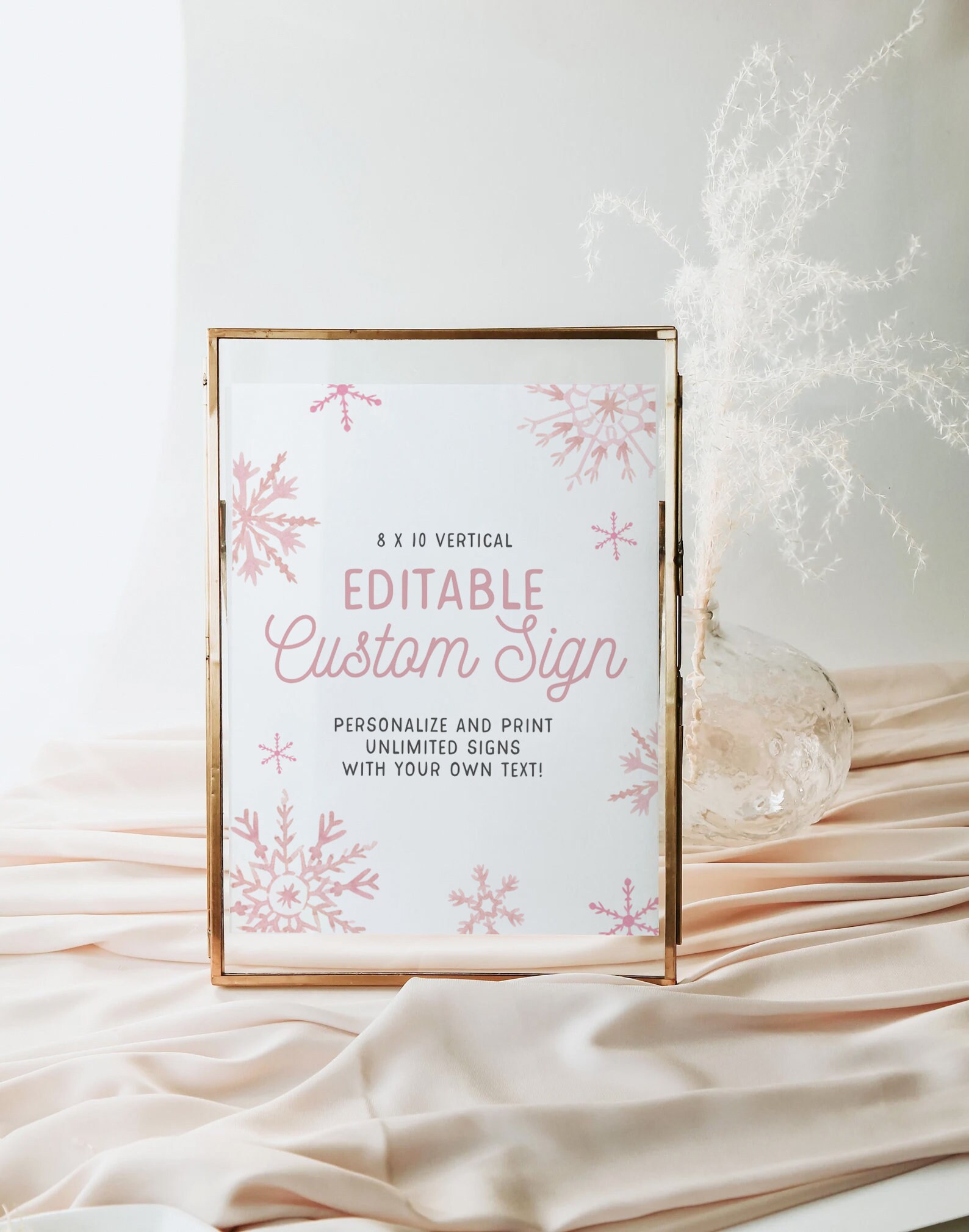 NIVIA Winter Christmas Pink Snowflakes, Girl Birthday Party Sign ...