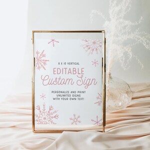 NIVIA | Winter Christmas Pink Snowflakes, Girl Birthday Party Sign ...