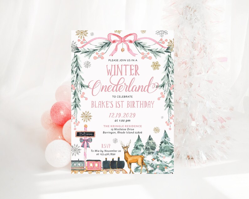 BLAKE Winter Onederland Christmas Oh What Fun Pink Pastel - Etsy