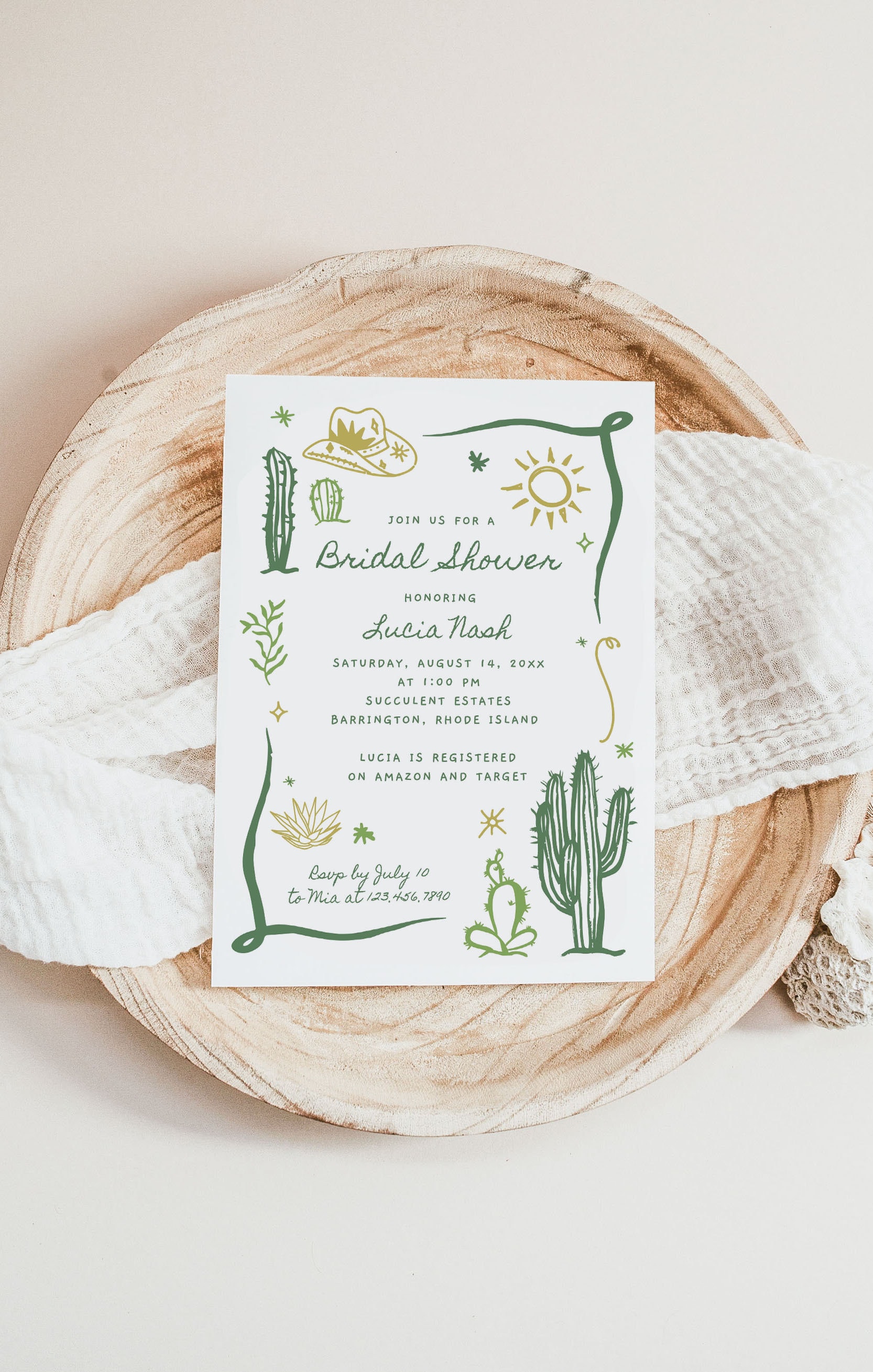 LUCIA | Cactus Western 'bout Love Scribble Bridal Shower Invitation ...