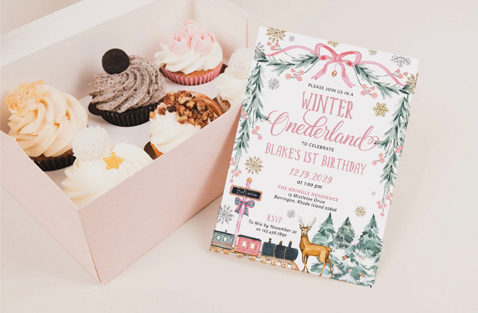 BLAKE Winter Onederland Christmas Oh What Fun Pink Pastel - Etsy