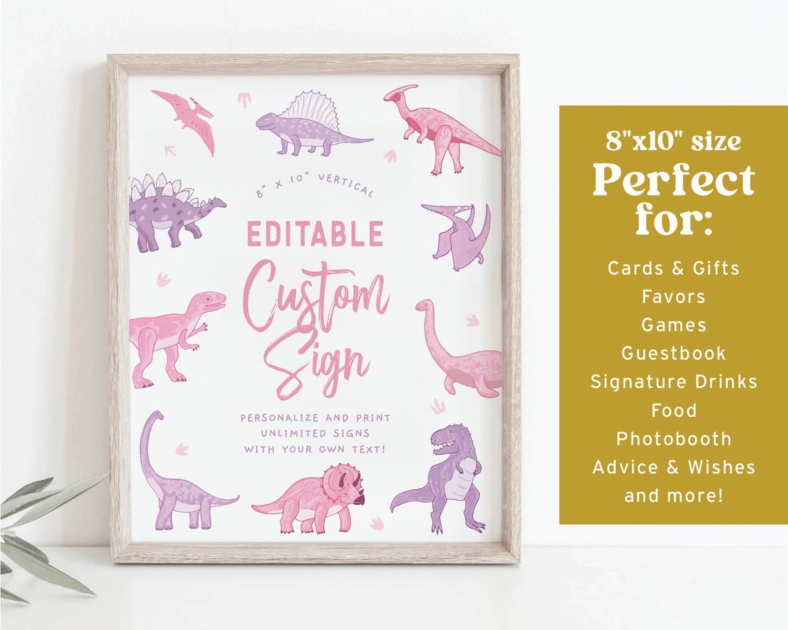 SHILOH Stomp Chomp Roar Dinosaur Dino Jurassic Pink Birthday Girl Party ...