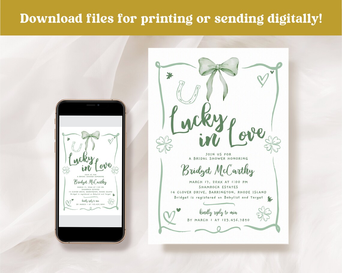BRIDGET | Lucky in Love St. Patrick's Day Doodle Scribble Drawn Bridal ...
